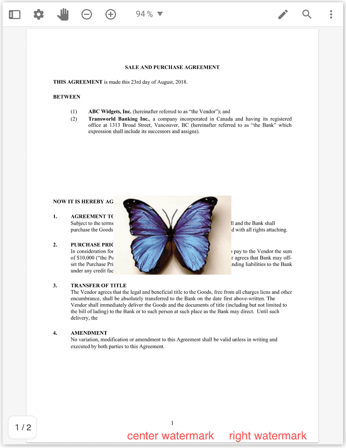 PDF.js Express Viewer - Add Watermarks | Documentation